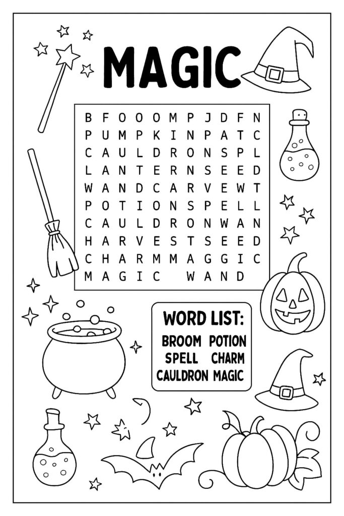 Free Halloween Word Search Printable - 12 Spooky Puzzles for Kids and ...