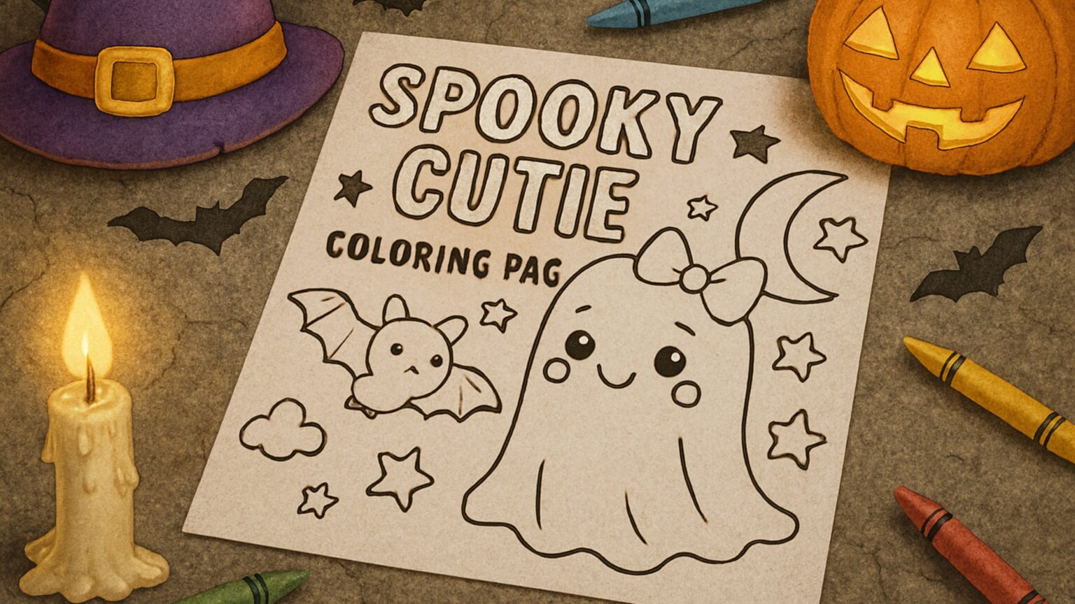 40 Spooky Cutie Coloring Pages – Cozy Halloween Ghosts & Animal Friends